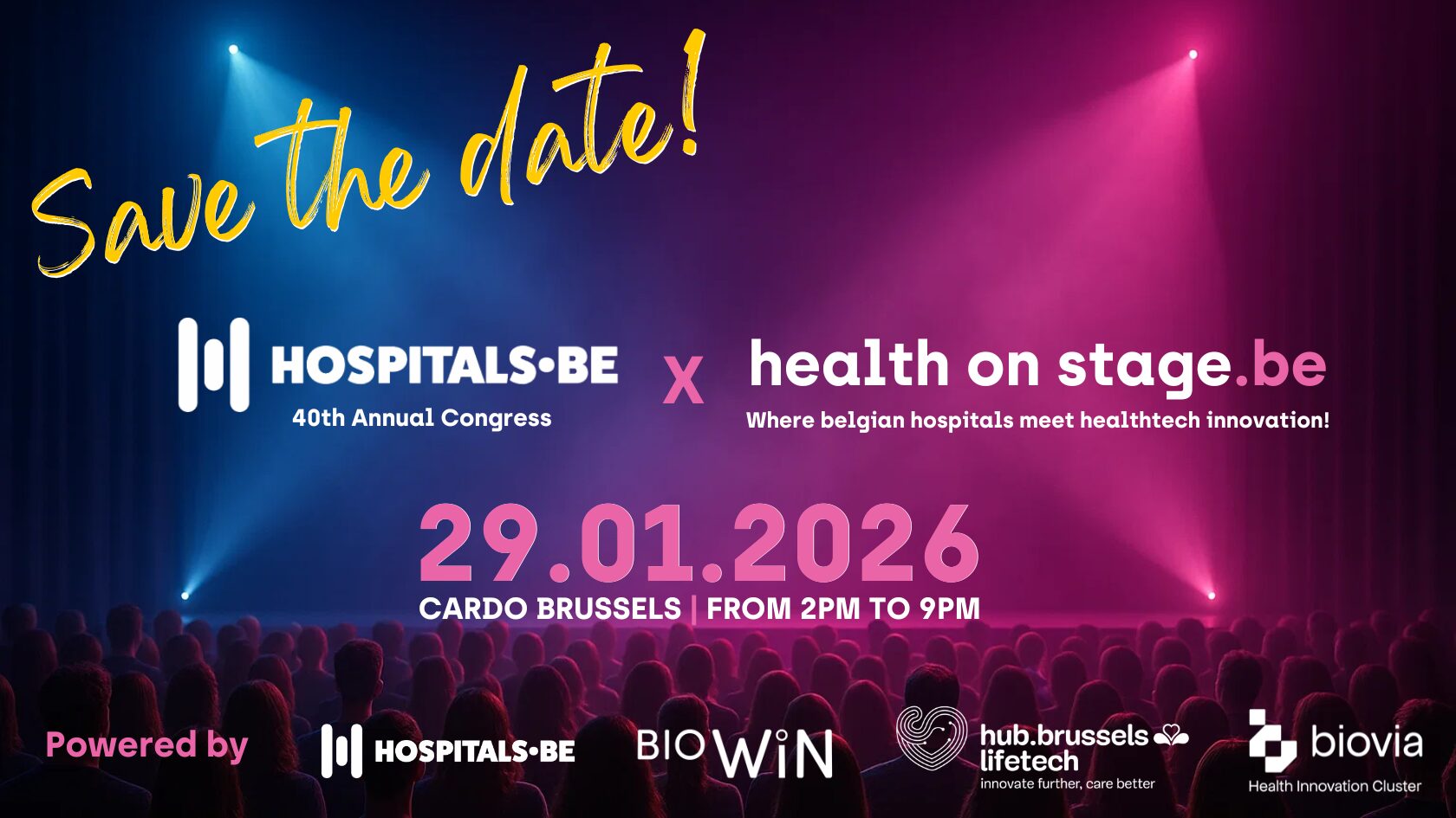 Health on stage.be 2026 X 40th Annual Congress of Hospitals.be | lifetech.brussels